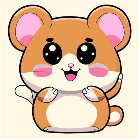 햄스터 Chibi Kawaii 손으로 그린 만화 스티커 아이콘 개념 격리 된 그림 프리미엄 벡터