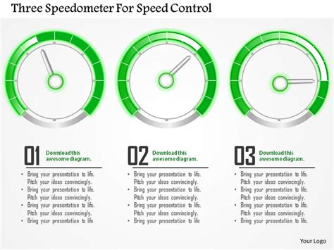 Three Speedometer For Speed Control Powerpoint Template PowerPoint Presentation Sample