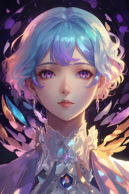 Premium Ai Image Iridescent Color Anime Portrait Fantasy Anime Girl