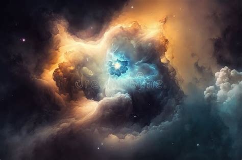 Scientific Astronomical Background Bright Quasar In Deep Space Generative Ai Stock