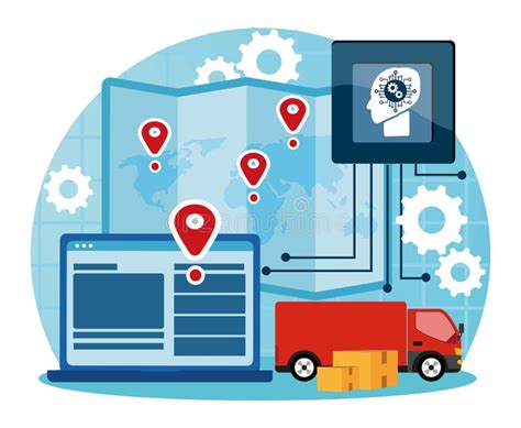 Ai Enhanced Marketing Campaigns Concept Ai And Route Optimization Stock Vector Illustration