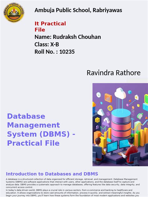 database management system dbms practical file class 10 it pdf