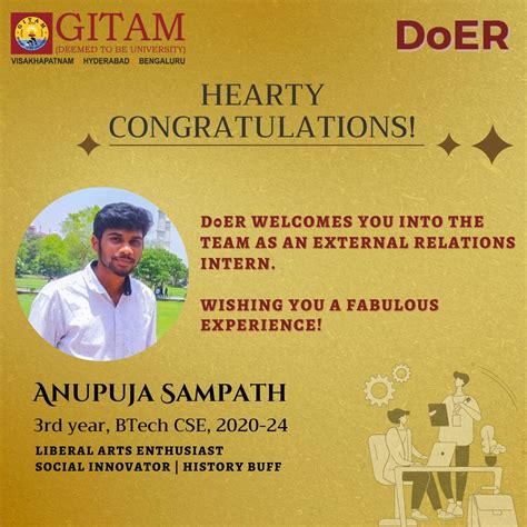 External Relations At Gitam On Linkedin Doer Gitam Alumni Externalrelations Intern