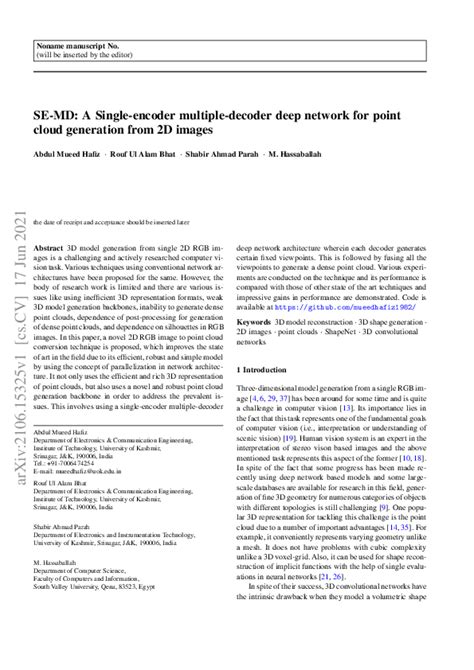 pdf se md a single encoder multiple decoder deep network for point