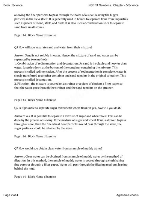 NCERT Solutions For Class 6 Science Chapter 3 Separation Of Substances