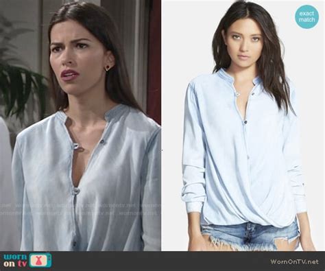 Wornontv Marisas Blue Wrap Blouse On The Young And The Restless