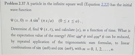 solved problem 2 37 a particle in the infinite square well