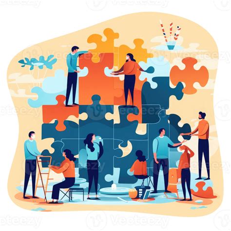 People Putting Puzzle Pieces Togethe Ai Generated 27396223 Png