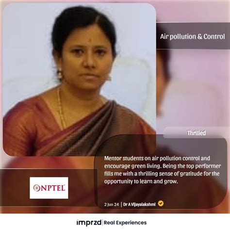 Dr Vijayalakshmi A On Linkedin Nptel