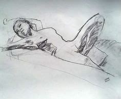 This Is A Nude Life Drawing Of The Model Nell In A Reclined Pose With Her Arms Above Her Head