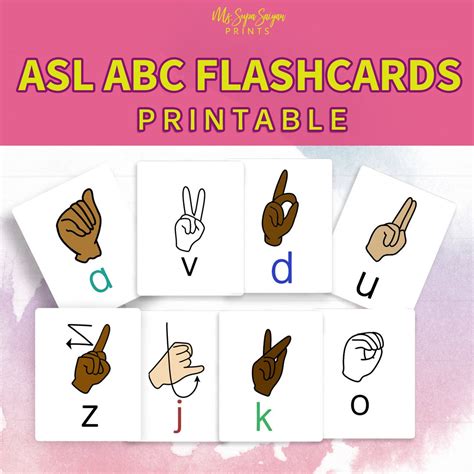 Asl Alphabet Flashcards Printable Printable Alphabet Letters