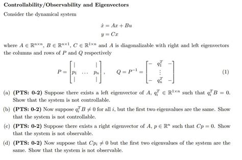 Solved Controllabilityobservability And Eigenvectors