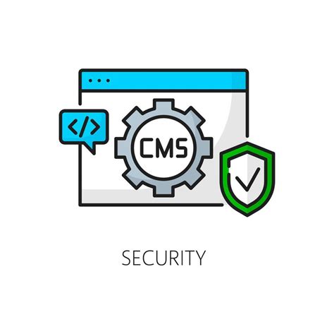 Security Cms Content Management System Line Icon 39613058 Vector Art
