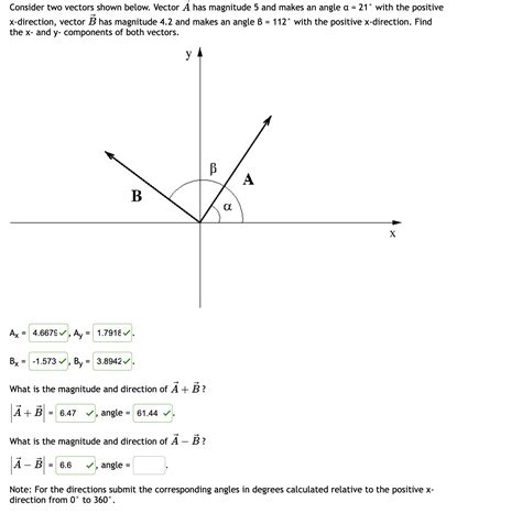 Solved Consider Two Vectors Shown Below Vector Vec A Has Chegg