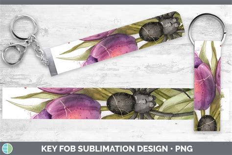 Halloween Spiderweb Flowers Tulip Key Fob Sublimation Wristl