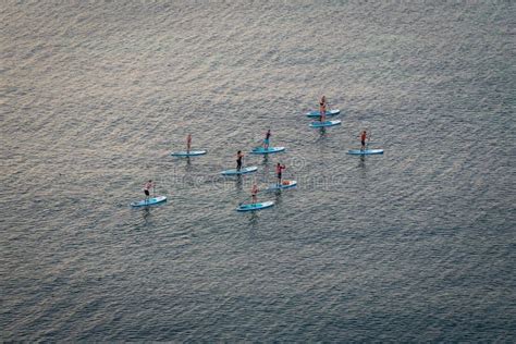 Paddleboarding Class In The Coastline Of Lagos Algarve Portugal At
