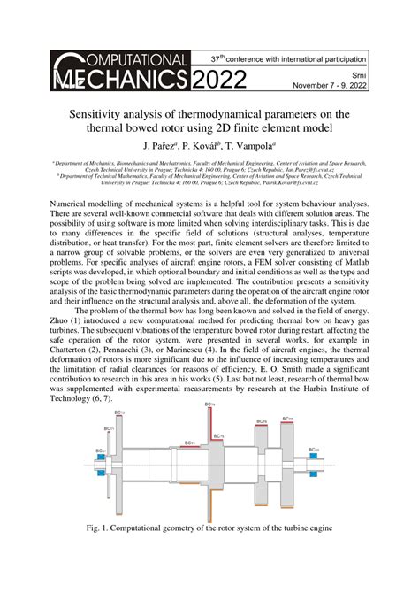 Pdf Sensitivity Analysis Of Thermodynamical Parameters On The Thermal Bowed Rotor Using 2d