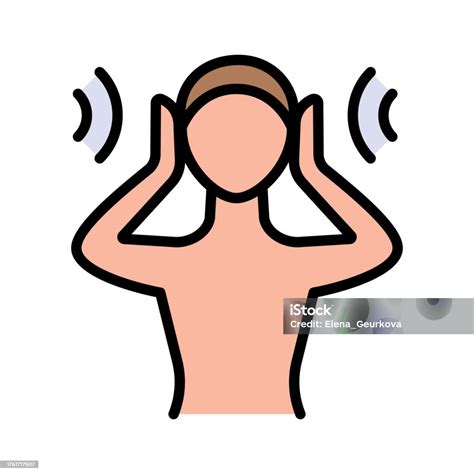 음파를 사용한 보청기 또는 손실 귀마개 색상 아이콘입니다 소음 방지 도구 수면 액세서리 벡터 간단한 스타일 그림 이명에 대한 스톡 벡터 아트 및 기타 이미지 Istock