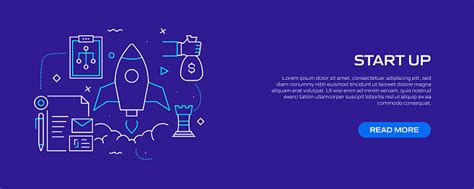 Start Up 관련 라인 스타일 배너 디자인 웹 페이지 헤드 라인 브로셔 연례 보고서 및 책 표지 개념에 대한 스톡 벡터 아트 및 기타 이미지 Istock