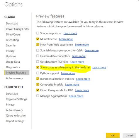 solved date hierarchy doesn t show microsoft power bi community