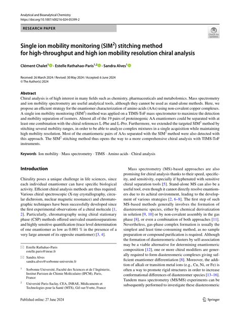 Pdf Single Ion Mobility Monitoring Sim2 Stitching Method For High Throughput And High Ion