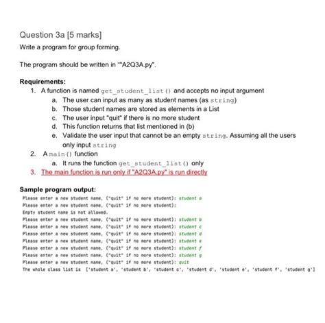 solved question 3a [5 marks] write a program for group