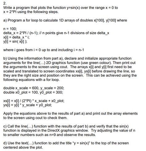Solved Write A Program That Plots The Function Y Sin X Chegg