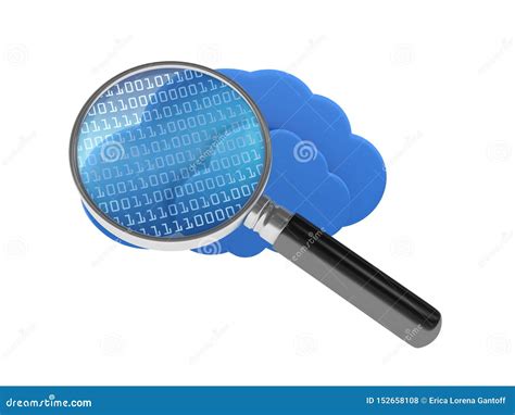 Cloud Computing With Binary Code And Magnifying Glass Stock