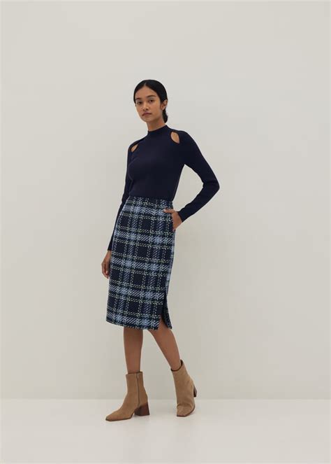 Celine Oversized Tartan Pencil Skirt Love Bonito Sg