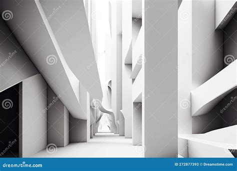 Three Dimensional White Spatial Shapes As 3d Render Abstract Geometric Background Generative Ai