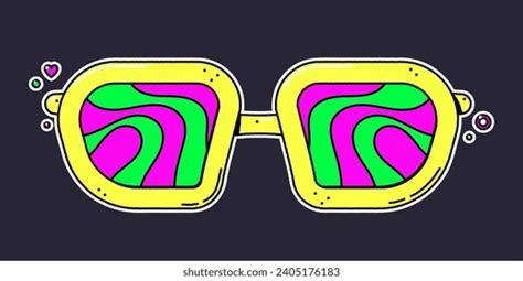 Groovy Retro Yellow Psychedelic Sunglasses Stock Vector Royalty Free