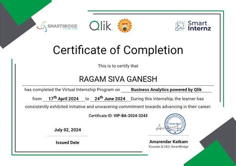 Completed Smartbridge Internship Sivaganesh Ragam Posted On The Topic