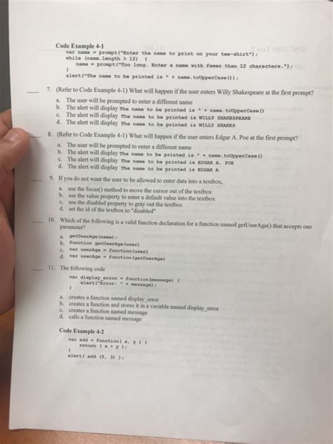solved code example 4 1 var nane prompt enter the name to