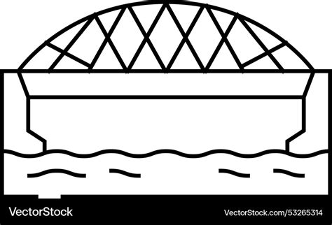 tied arch bridge line icon royalty free vector image