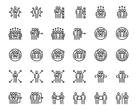 People Icons Line Work Group Team Vector Set Person Partner Worker Employee People Team