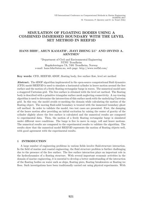 Pdf Simulation Of Floating Bodies Using A Combined Dokumentips