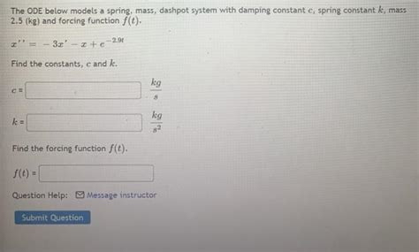 Solved The Ode Below Models A Spring Mass Dashpot System