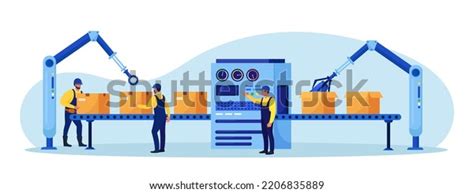 Efficient Smart Factory Workers Robotic Arm Stock Vector Royalty Free