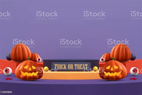 할로윈 배경 빨간색과 보라색 플랫폼이있는 무대의 다채로운 연단 제품을 보여주는 단계 받침대 현대 3d 스튜디오의 무대 0명에 대한 스톡 사진 및 기타 이미지 Istock