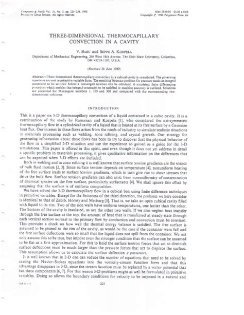 Pdf Numerical Solution Of The Incompressible Three Dimensional Navier Stokes Equations