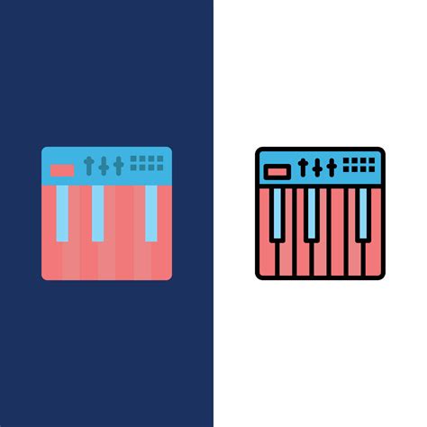Controller Hardware Keyboard Midi Music Icons Flat And Line Filled Icon Set Vector Blue