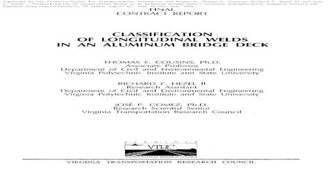 Pdf Classification Of Longitudinal Welds In An Tests The Two