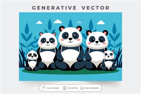 five pandas sit together in a row enjoy graphic by iftikharalam