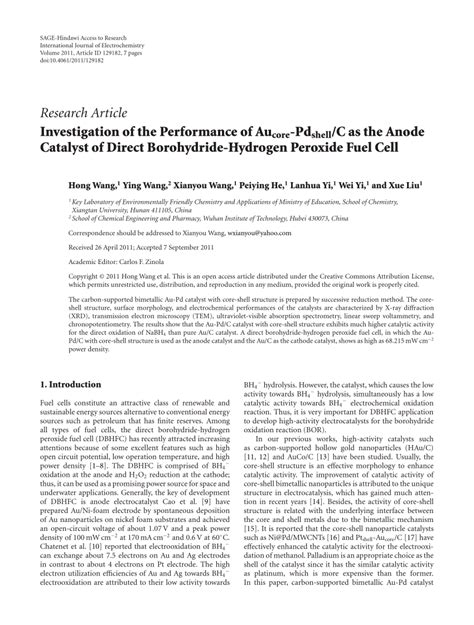 Pdf Investigation Of The Performance Of Au Core Pd Shell C As The Anode Catalyst Of Direct