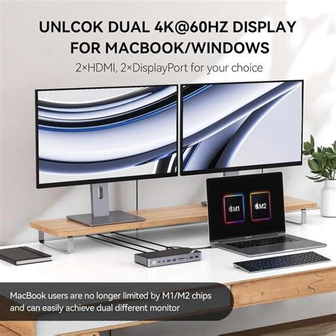 Minisopuru Displaylink Docking Station Dual Monitor With 120w Power Adapter Md6950b R