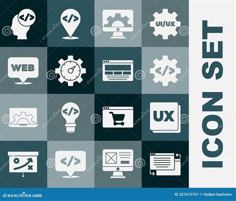 set ui or ux design front end development web website statistic and