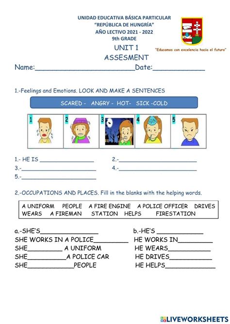 Assesment Unit 1 Activity Live Worksheets