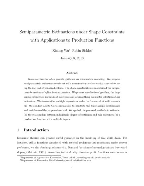 Pdf Semiparametric Estimations Under Shape Constraints
