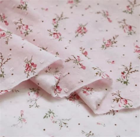 Swiss Dot Cotton Fabric Floral Fabric Flower Print Fabric Raised