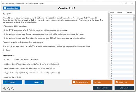 Microsoft Introduction To Programming Using Python 98 381 Practice Exam
